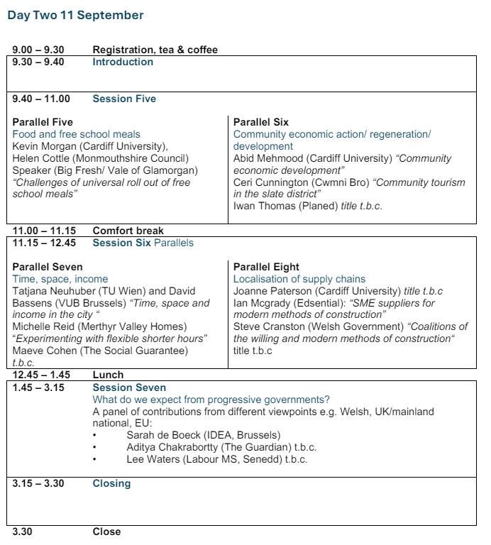 Cardiff Foundational Economy Conference: Making Things Work, 10-11 th ...